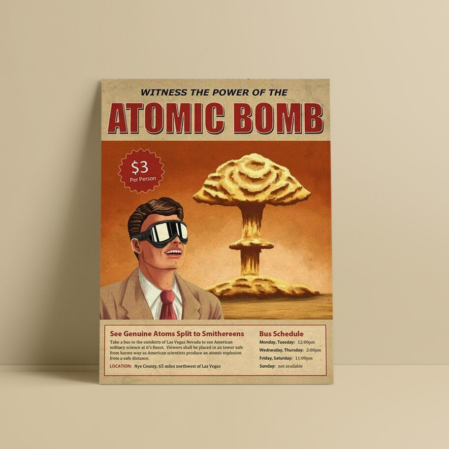 1950s Nevada Atomic Bomb Test Site Bus Tour Ride Poster
