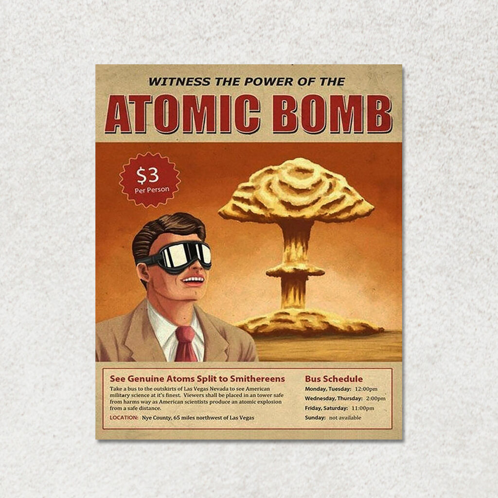 1950s Nevada Atomic Bomb Test Site Bus Tour Ride Poster